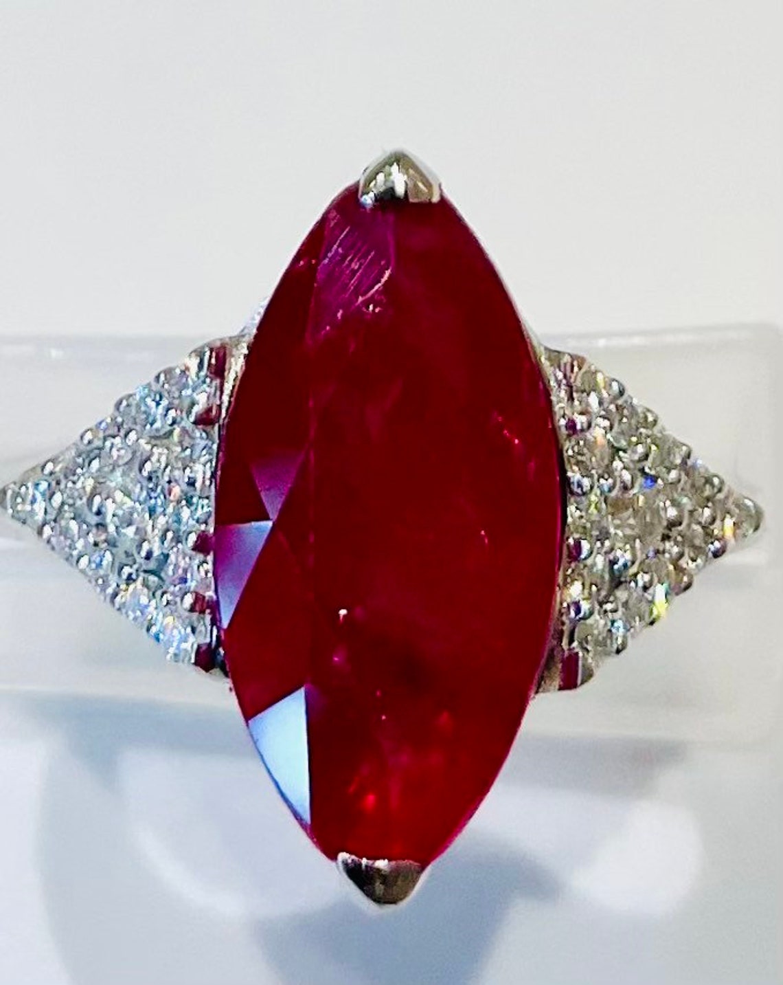 Beautiful 5ct Natural Burmese Ruby Ring With Natural Diamonds | Etsy