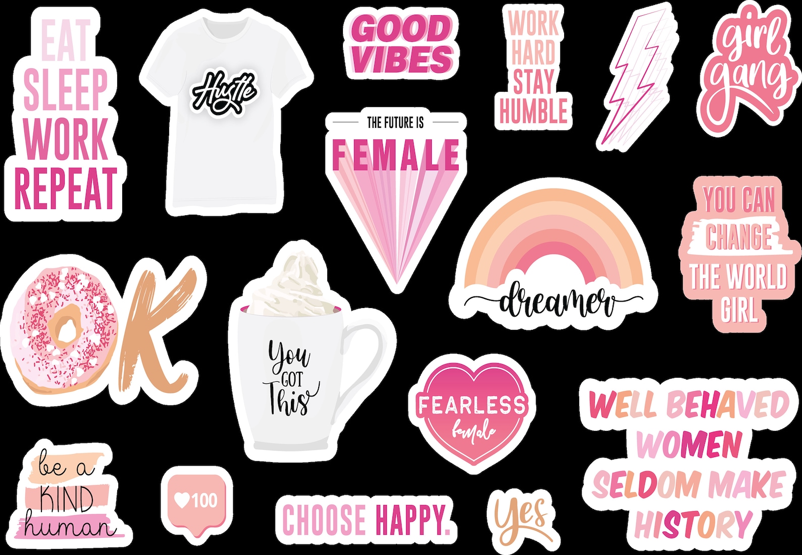 Printable Girl Power Stickers Digital Download PNG file | Etsy