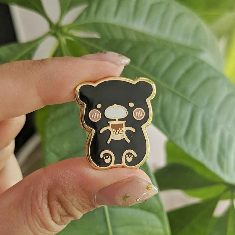 Boba Bear Gold Plated Hard Enamel Pin - Etsy