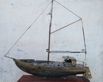Scrap Metal Art Boat - Etsy