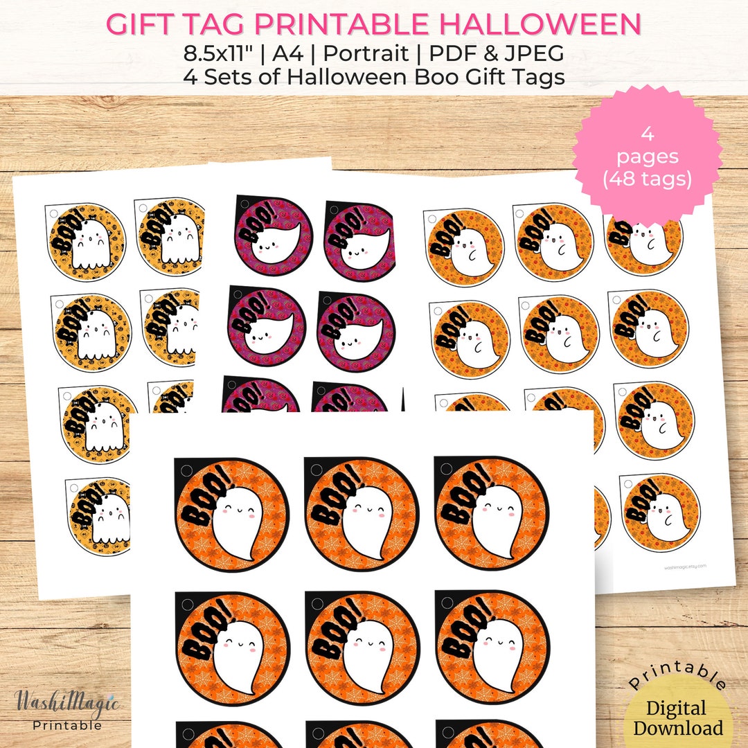 Halloween Cute Ghosts Gift Tag Printable Boo Halloween Tags - Etsy