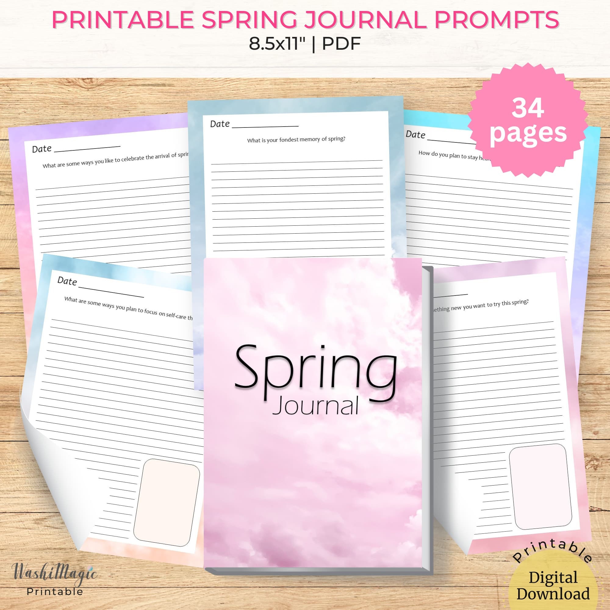 Colorful Sky Journal Prompts Printable, Nature Journal, Spring Break ...