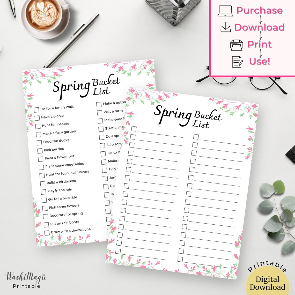 Spring Bucket List Printable, Fun Ideas for the Spring Season, Spring ...