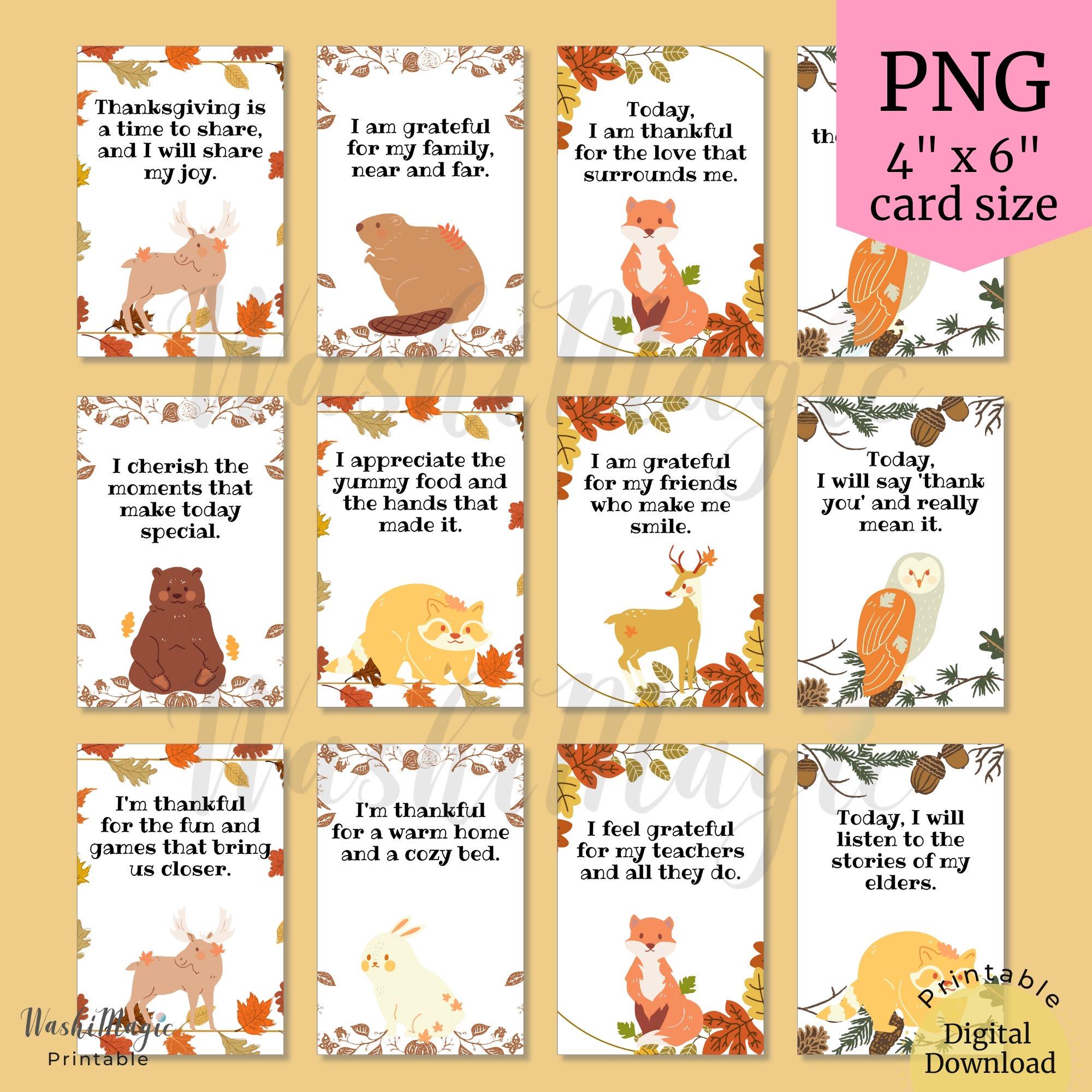 Thanksgiving Affirmation Cards for Kids: Gratitude Activity Card ...