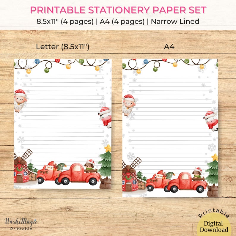 Christmas Celebration Notebook Paper, Printable Christmas Stationary ...
