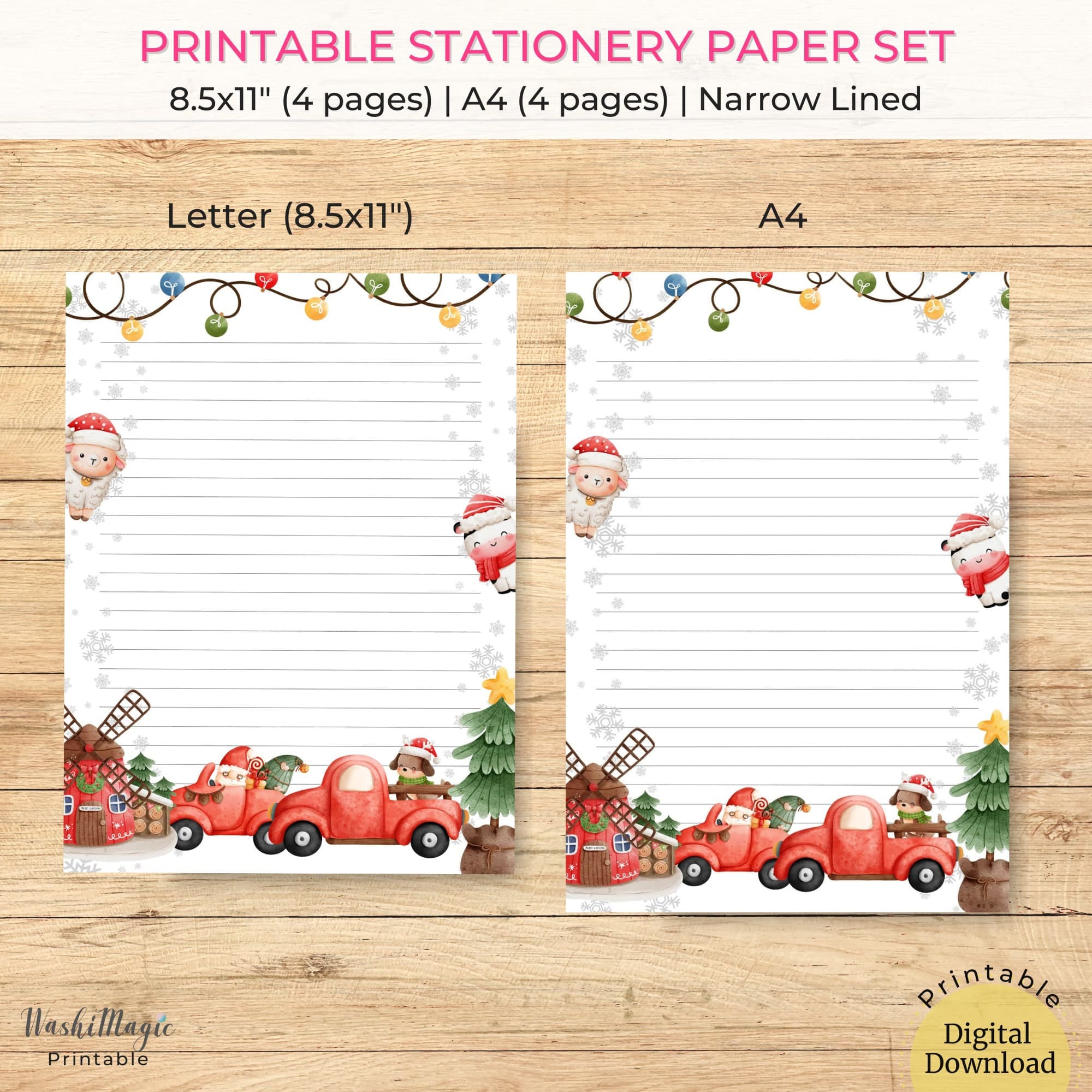 Christmas Celebration Notebook Paper, Printable Christmas Stationary ...