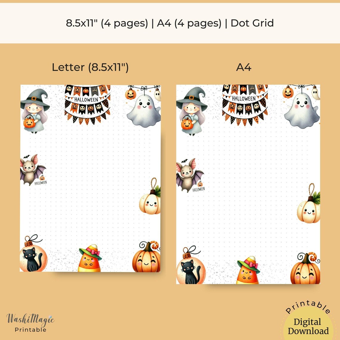 Cute Happy Halloween Stationery Paper Set Printable to Do List Journal ...