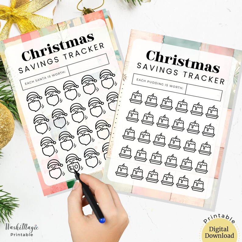 Printable Christmas Savings Tracker Pastel Patchwork Design, Printable ...