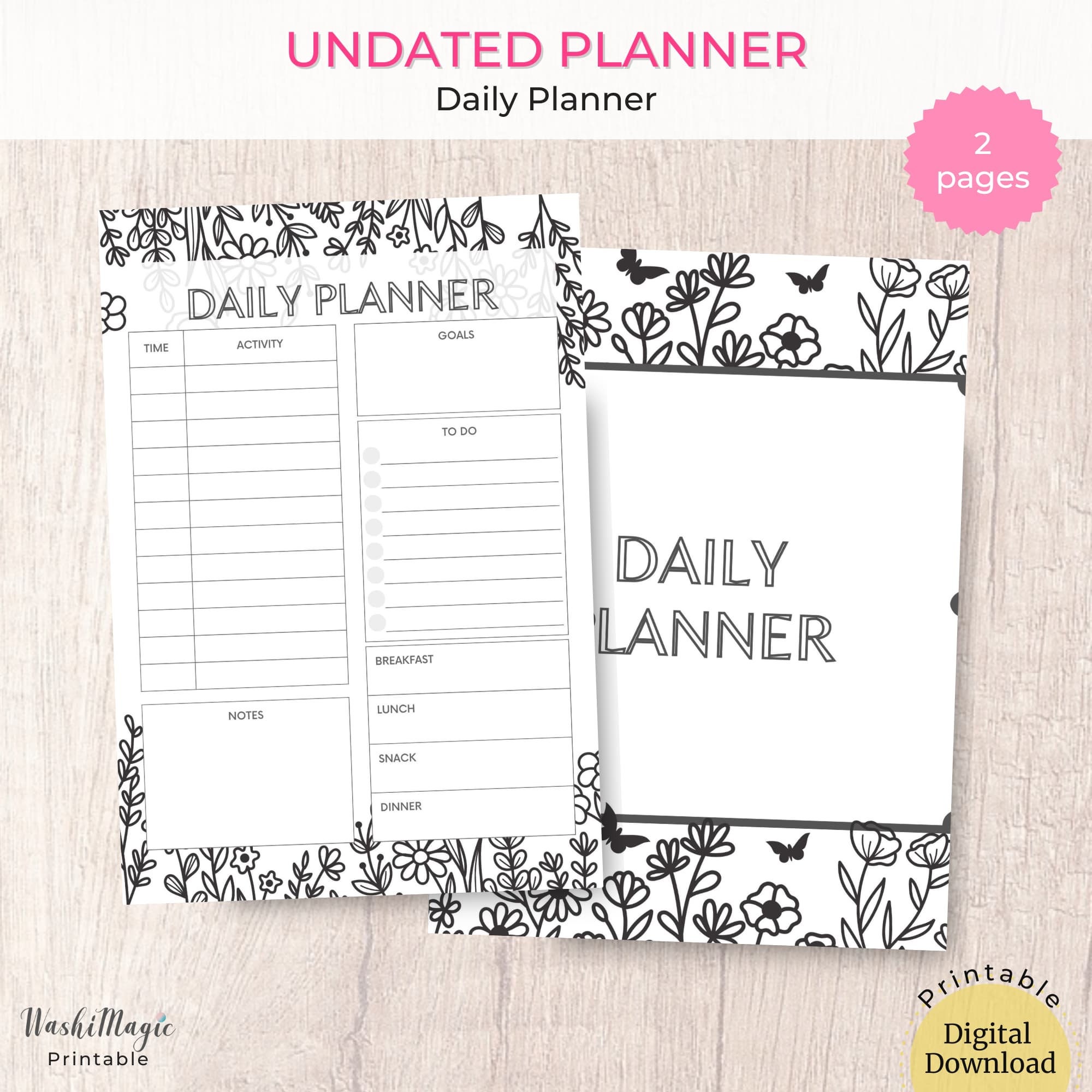 Coloring Wildflowers Productivity Planner: Undated Weekly, Monthly ...