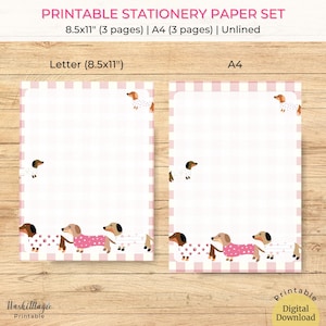Dachshund Lovers' Notebook and Journal Paper Set, Printable Pages for ...