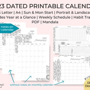 2023 Dated Printable Calendar Mandala-without Notes on Monthly - Etsy