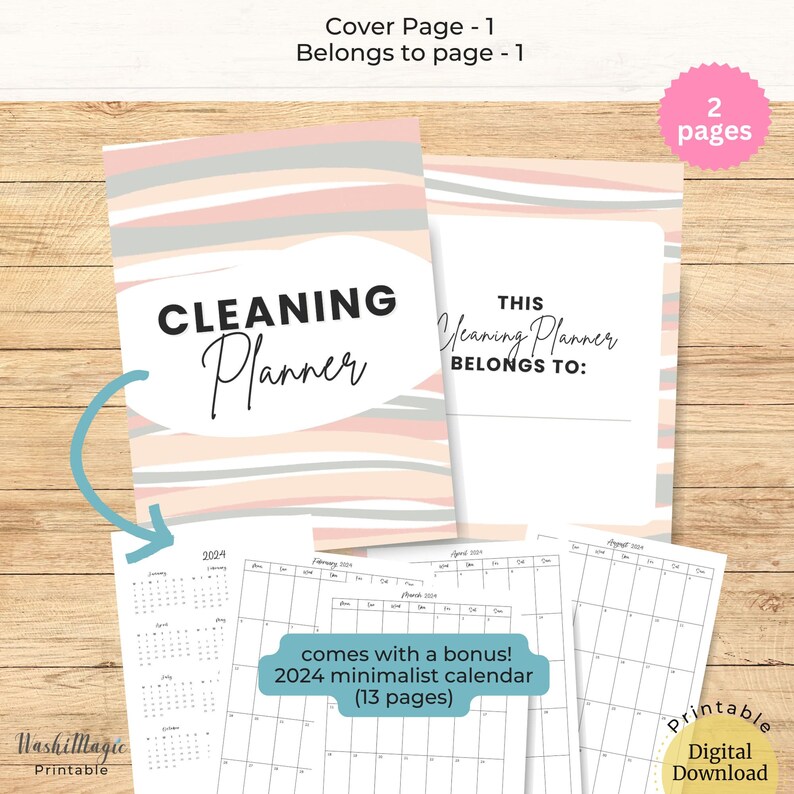 Cleaning Planner Printable Pastel Boho, Weekly Cleaning Schedule ...