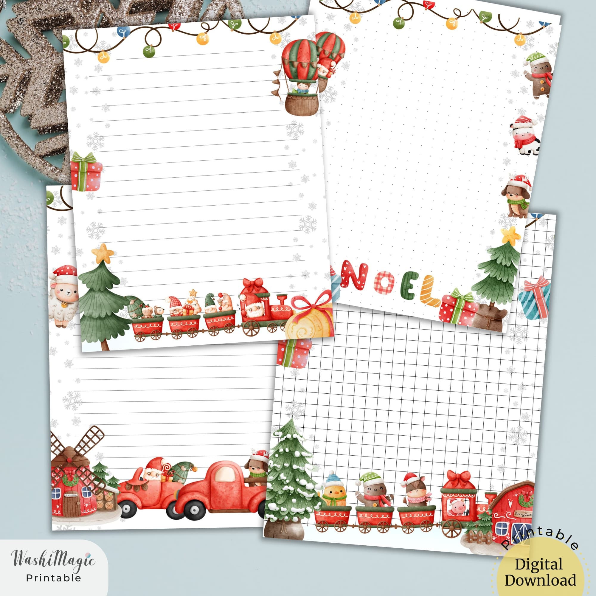 Christmas Celebration Notebook Paper, Printable Christmas Stationary ...