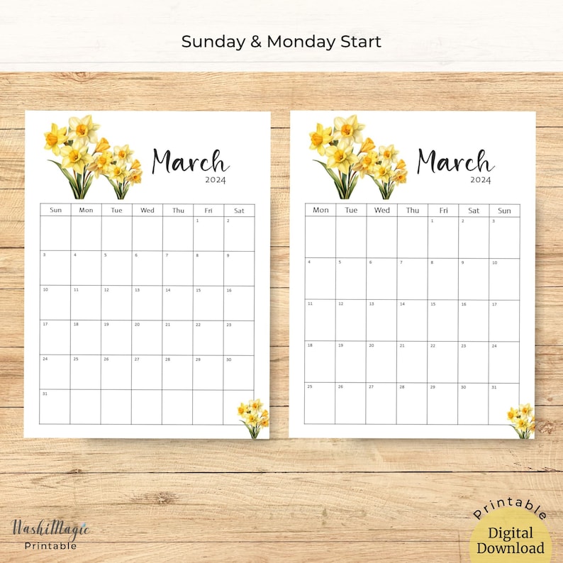 Birth Flower Calendar Printable, 2024 Planner to Do List Monthly ...