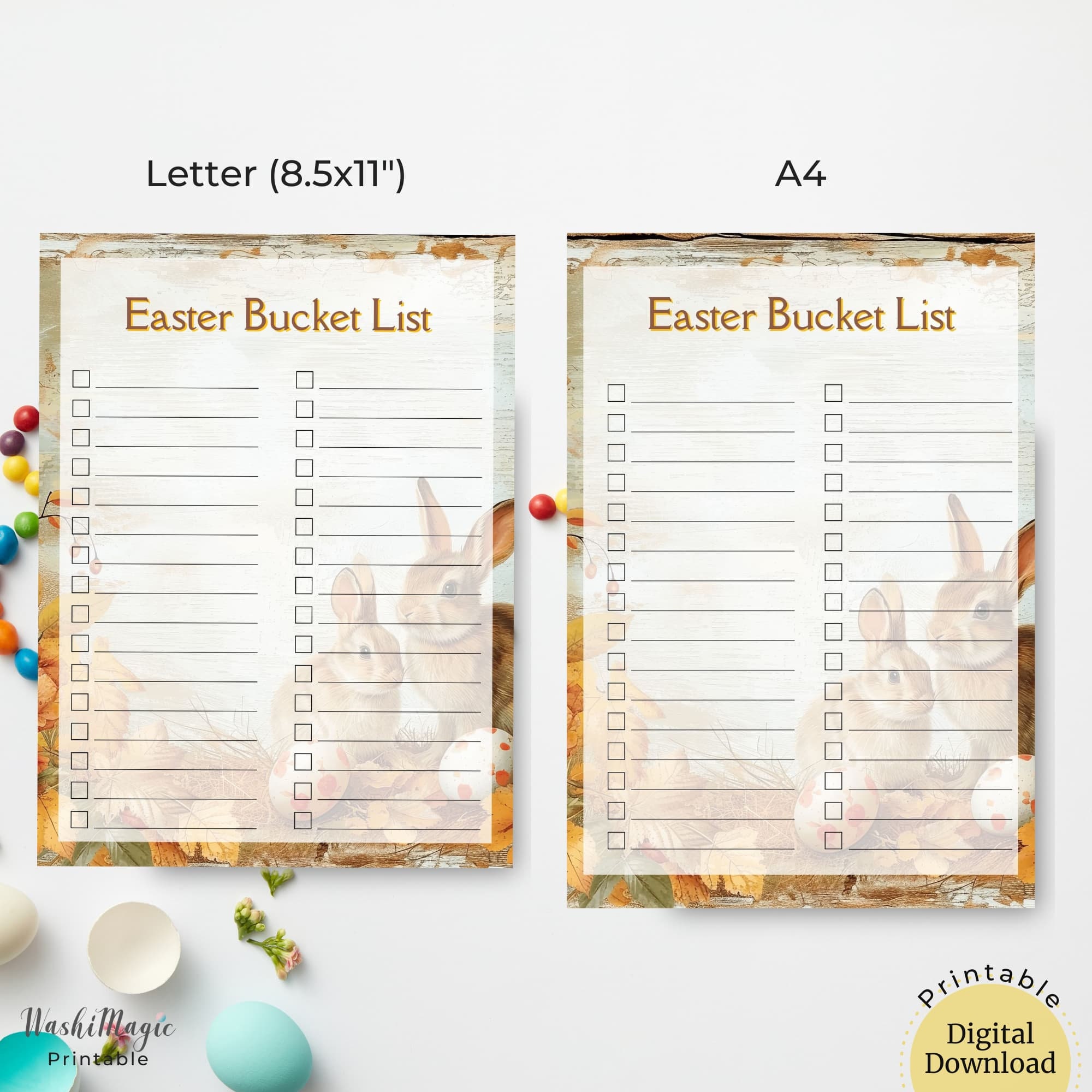Easter Bunny Bucket List Printable, Family Things to Do List, Easter ...
