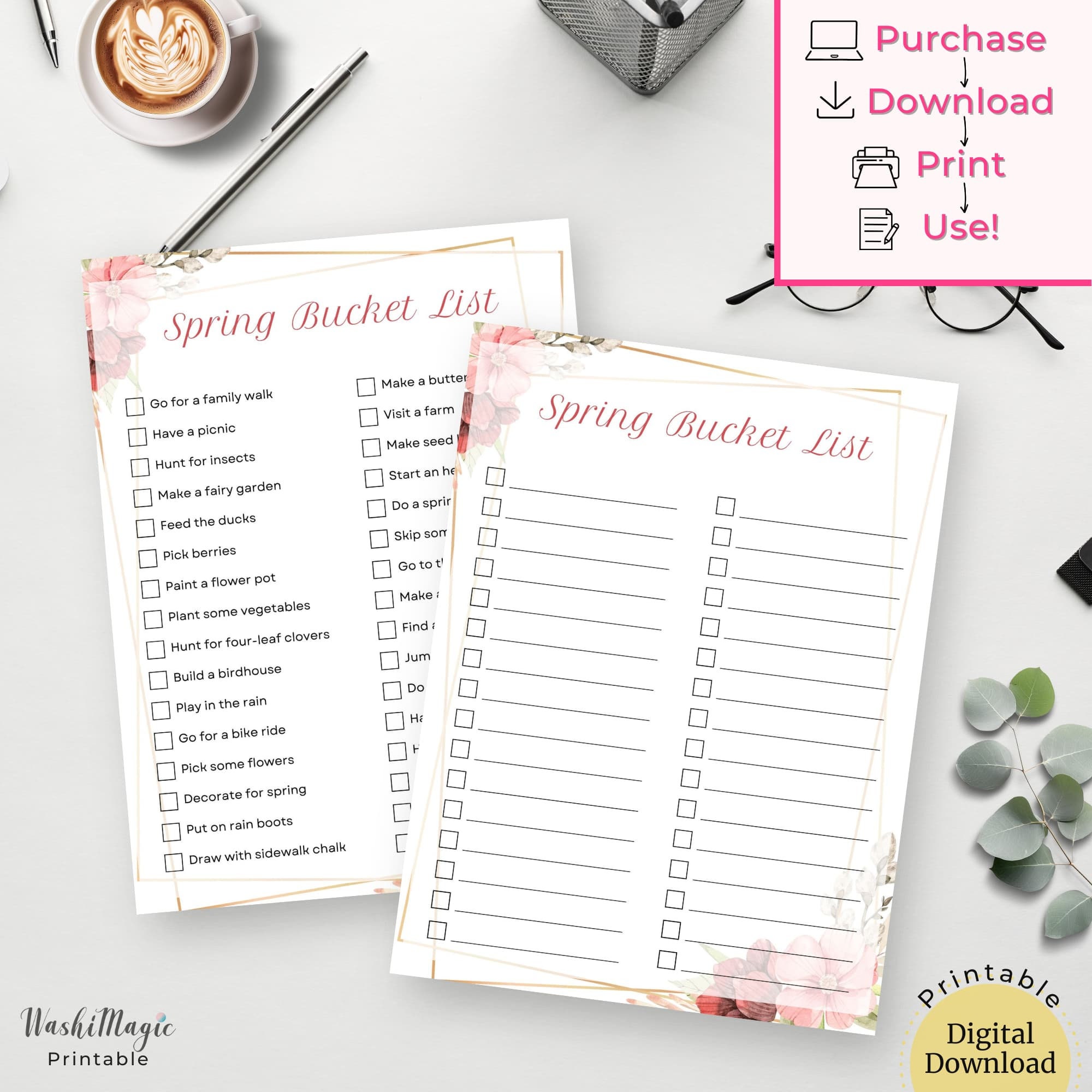 Spring Break Bucket List Template Printable, Spring Bucket List, Kids ...