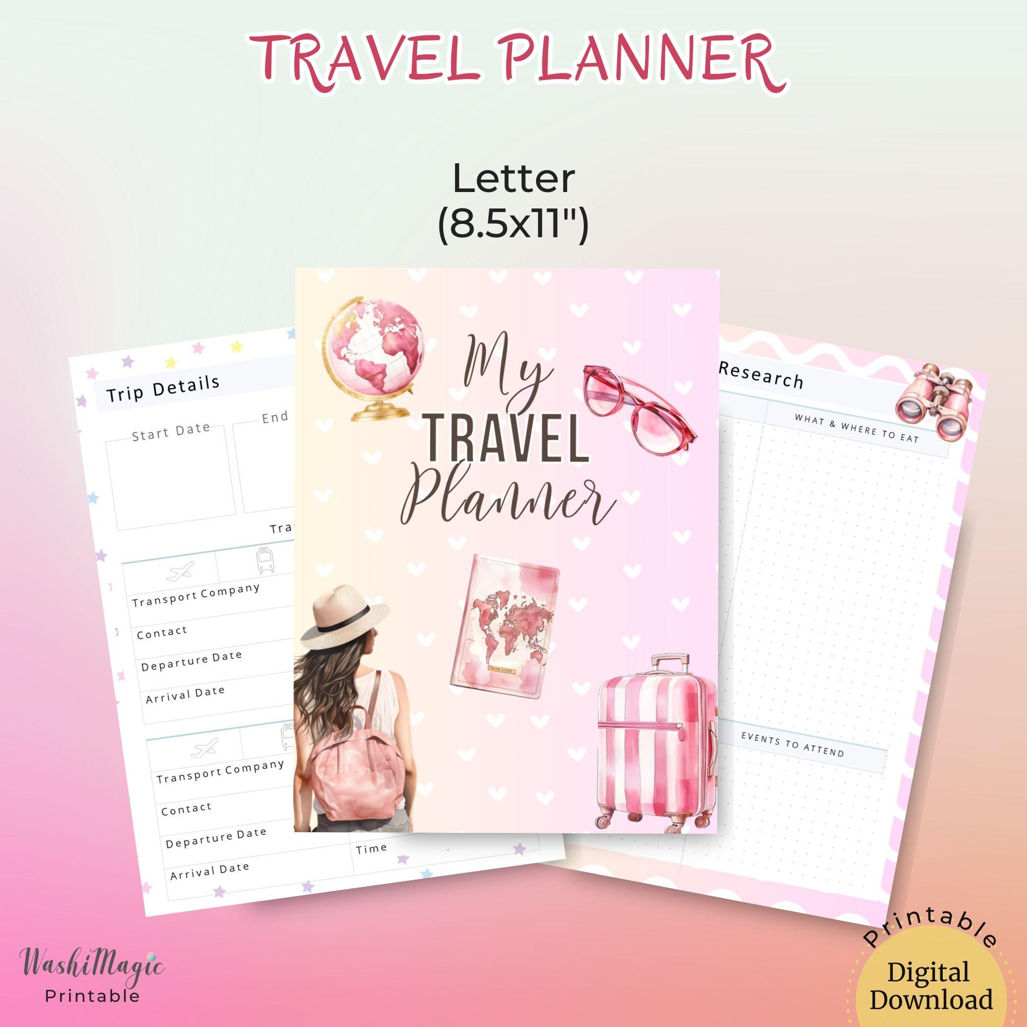 Girly Pink Travel Planner Printable: Vacation Itinerary, Expense ...