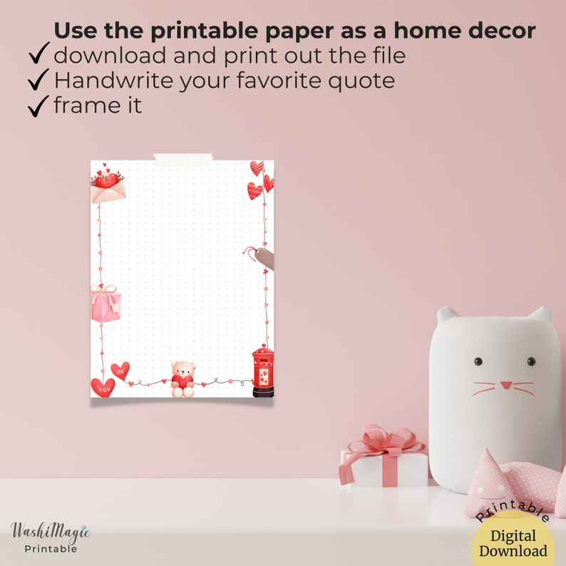 Valentine's Day Love Letter Notebook Paper, Set of 4 Cute Letter Set ...