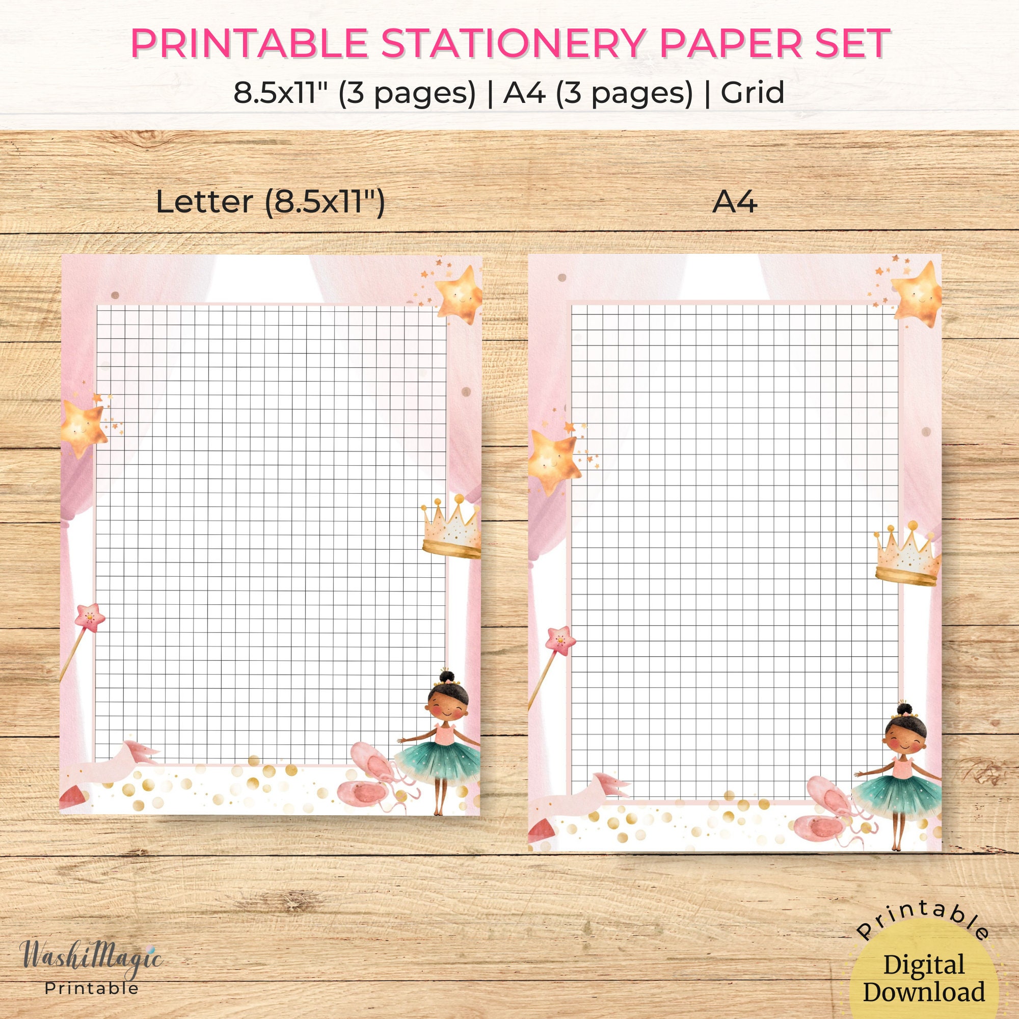 Beautiful Ballet Dancer Printable Notebook Paper, Notebook Journal ...