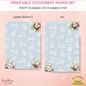 Easter Eggs Basket Paper Stationery Set of 4 Printable, Letter Writing ...