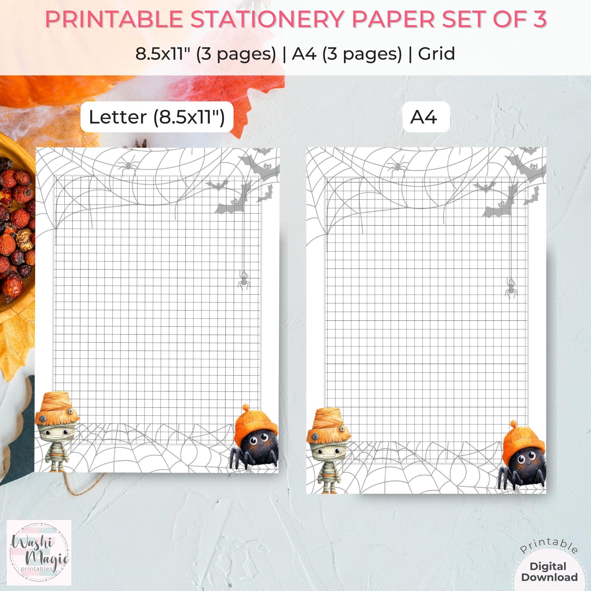 Whimsical Spider Web Halloween Printable Stationery Set: Spooky Paper ...