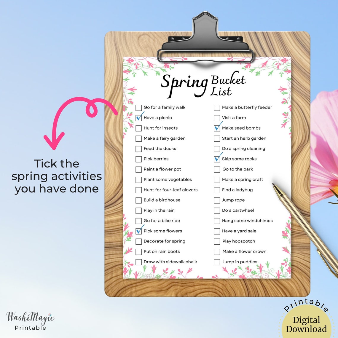 Spring Bucket List Printable, Fun Ideas for the Spring Season, Spring ...