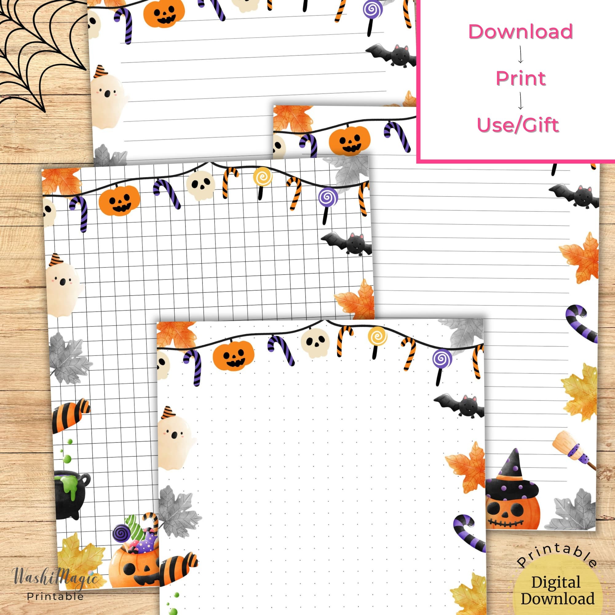Printable Stationery Paper Halloween Lined Paper for Note-taking ...