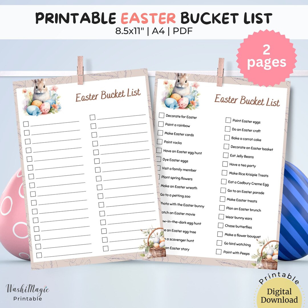 Easter Bucket List Template Printable, Fun Activities for Children ...