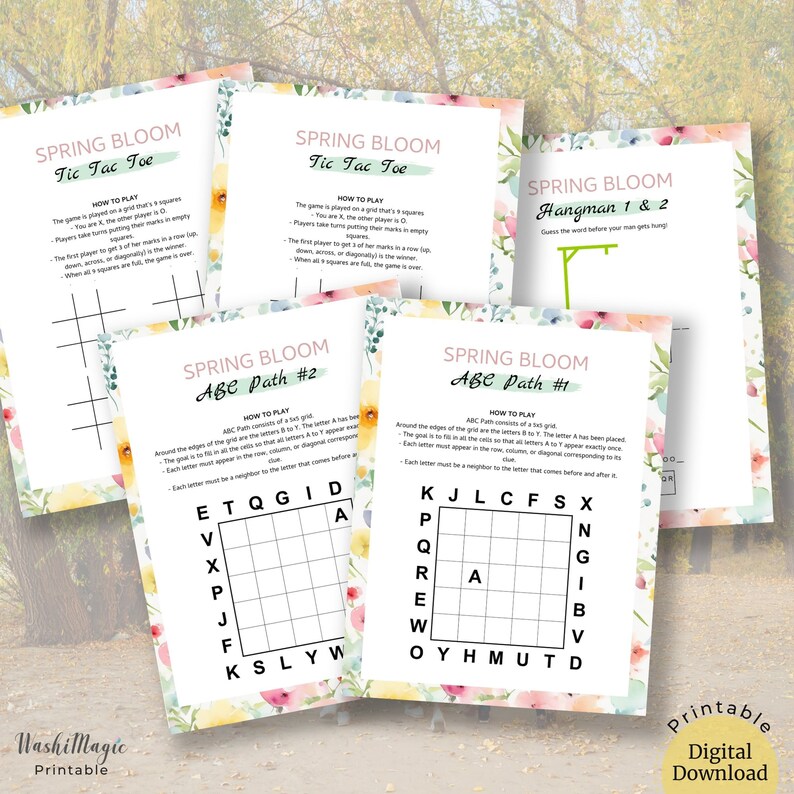Spring Bloom Game Printable Hangman, ABC Path, Tic Tac Toe, Family Game ...
