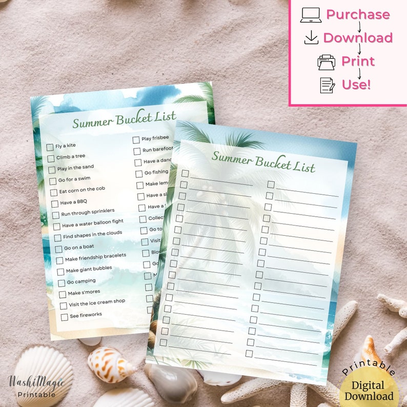 Printable Summer Bucket List: Family Fun Activities Outdoor Adventure ...