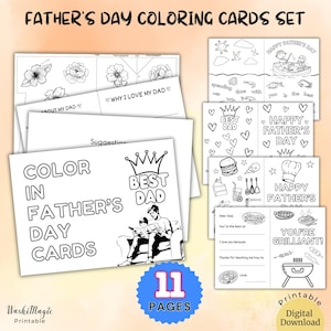 Father's Day Coloring Craft DIY Greeting Card Set, All About My Dad ...