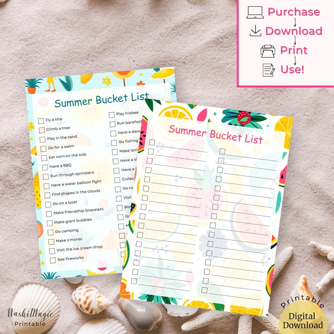 Summer Bucket List Printable, Family Fun Activities Summer to Do List ...