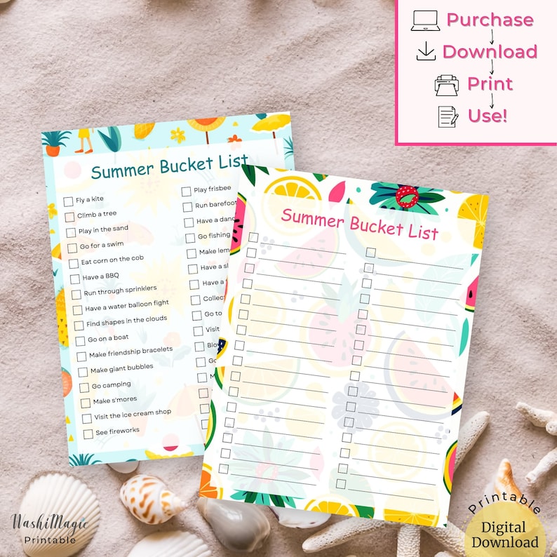 Summer Bucket List Printable, Family Fun Activities Summer to Do List ...