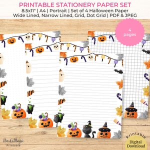 Printable Stationery Paper Halloween Lined Paper for Note-taking ...
