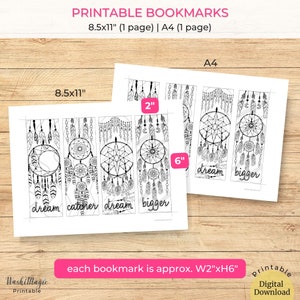 Printable Bookmarks Set of 4 Dream Catcher Bookmarks - Etsy