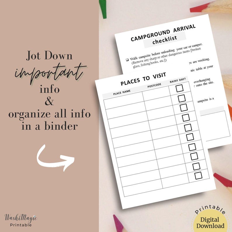 Camping Planner Cute Coloring Pages Printable, Camping Checklist ...