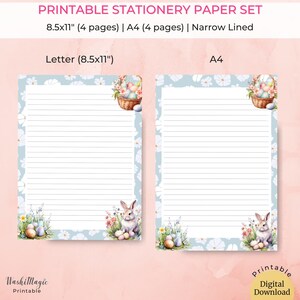 Easter Eggs Basket Paper Stationery Set of 4 Printable, Letter Writing ...