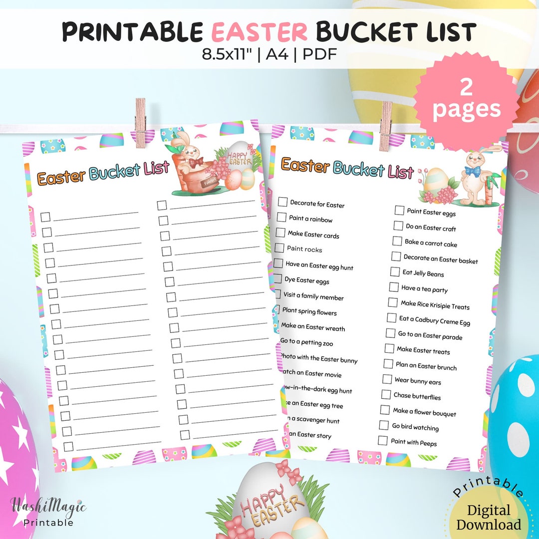 Printable Easter Bucket List Template, Fun Activities for Children ...