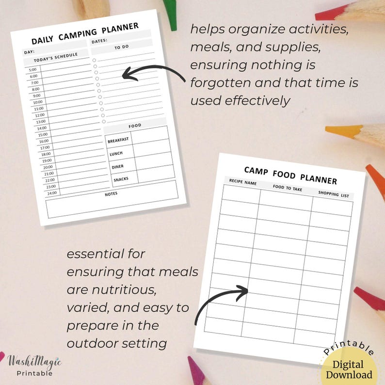 Camping Planner Cute Coloring Pages Printable, Camping Checklist ...