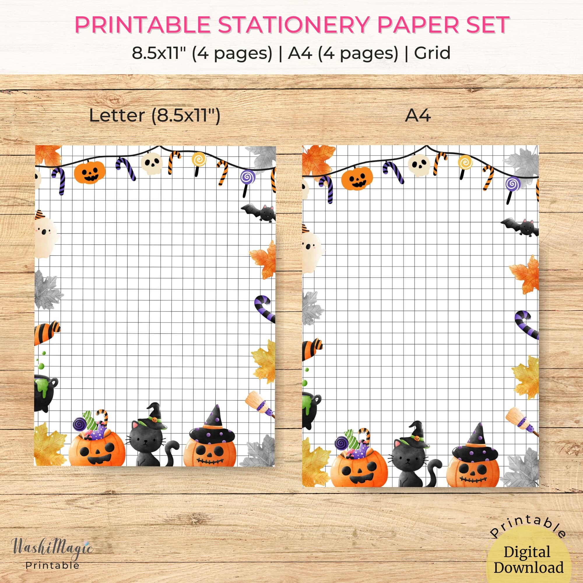 Printable Stationery Paper Halloween Lined Paper for Note-taking ...