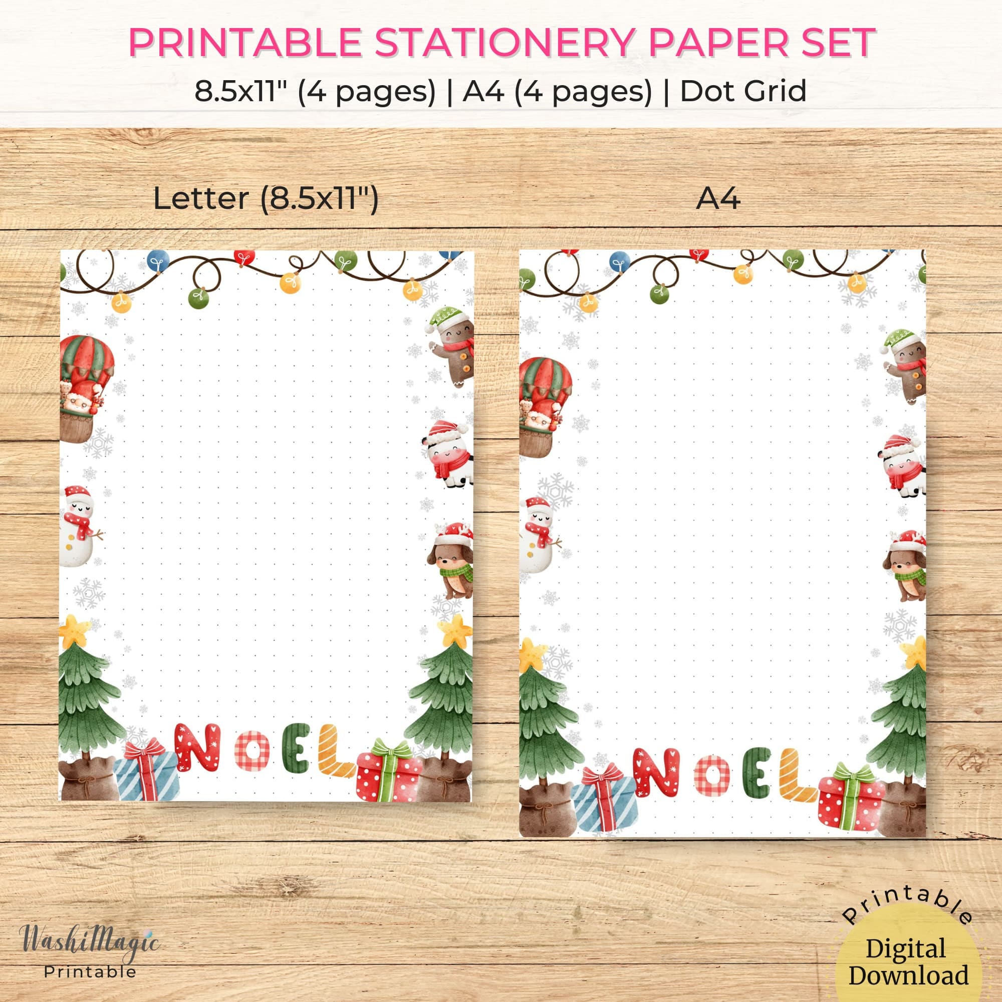 Christmas Celebration Notebook Paper, Printable Christmas Stationary ...