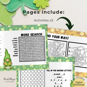 Gold Printable St. Patrick's Day Placemat Activities for Kids, St ...