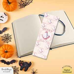 Pastel Pink Halloween Bookmarks Set Printable, Cute Spooky Halloween ...