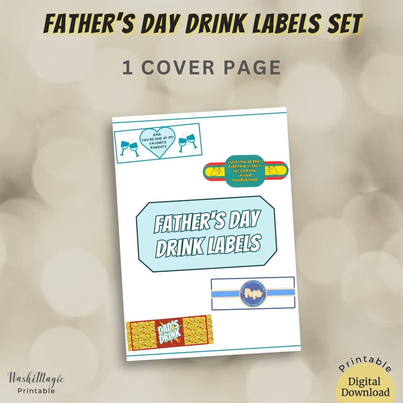 Printable Father's Day Drink Labels Set, DIY Gift for Dad, New Dad Gift ...