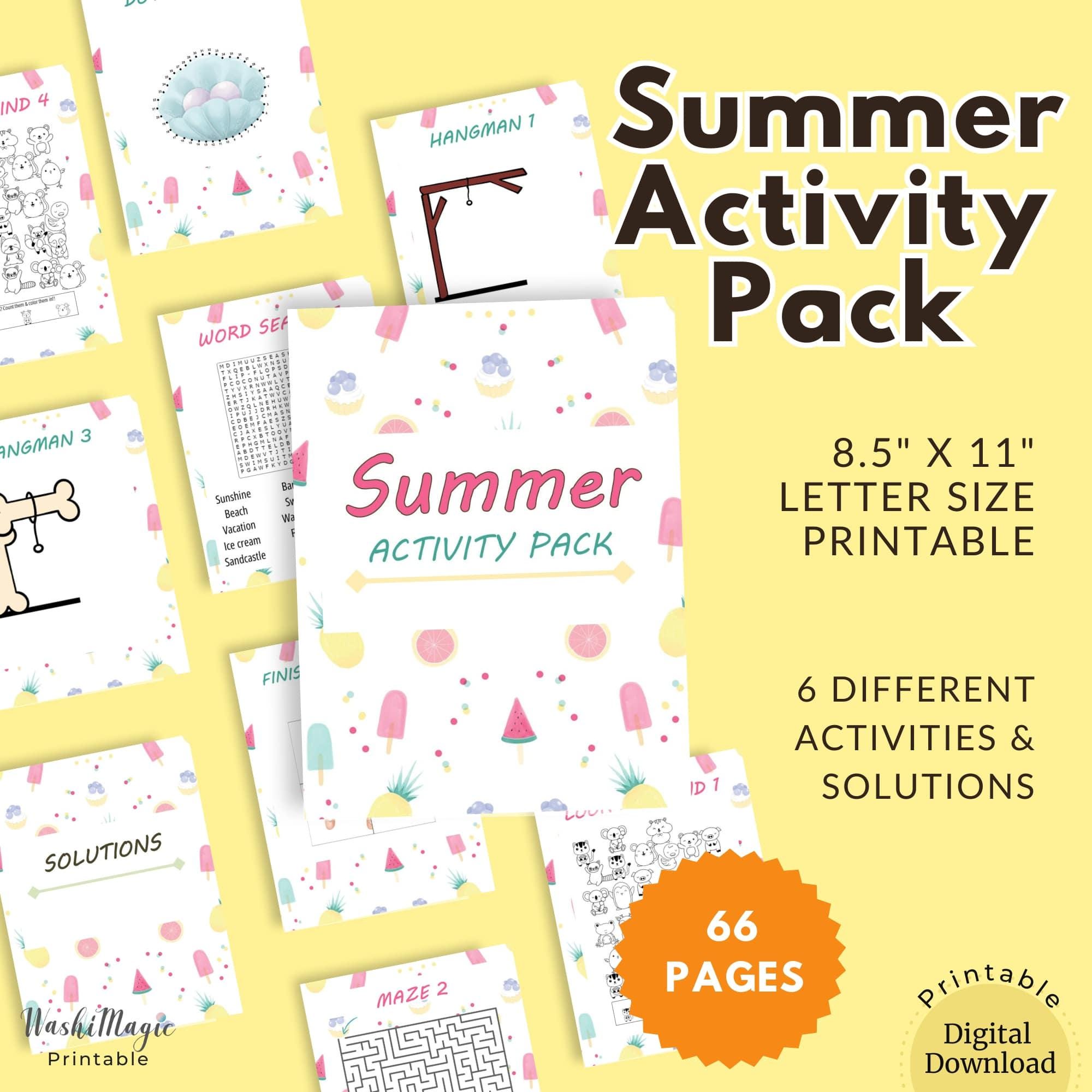 Printable Summer Activity Pack for Kids, Fun Summer Activities for ...