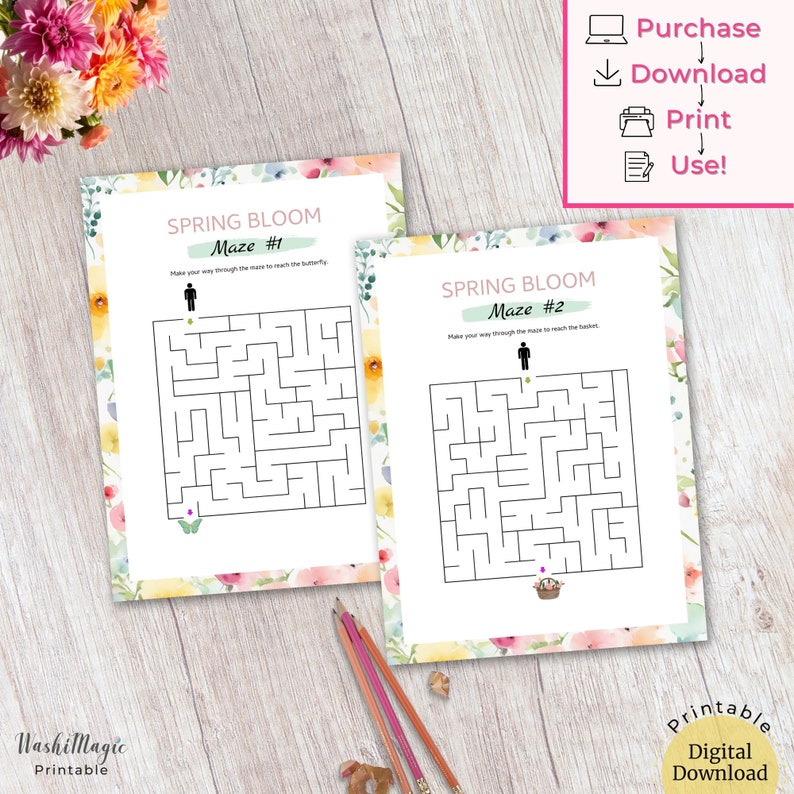 Spring Bloom Printable Maze Game, Fun Kids Activities, Homeschool ...