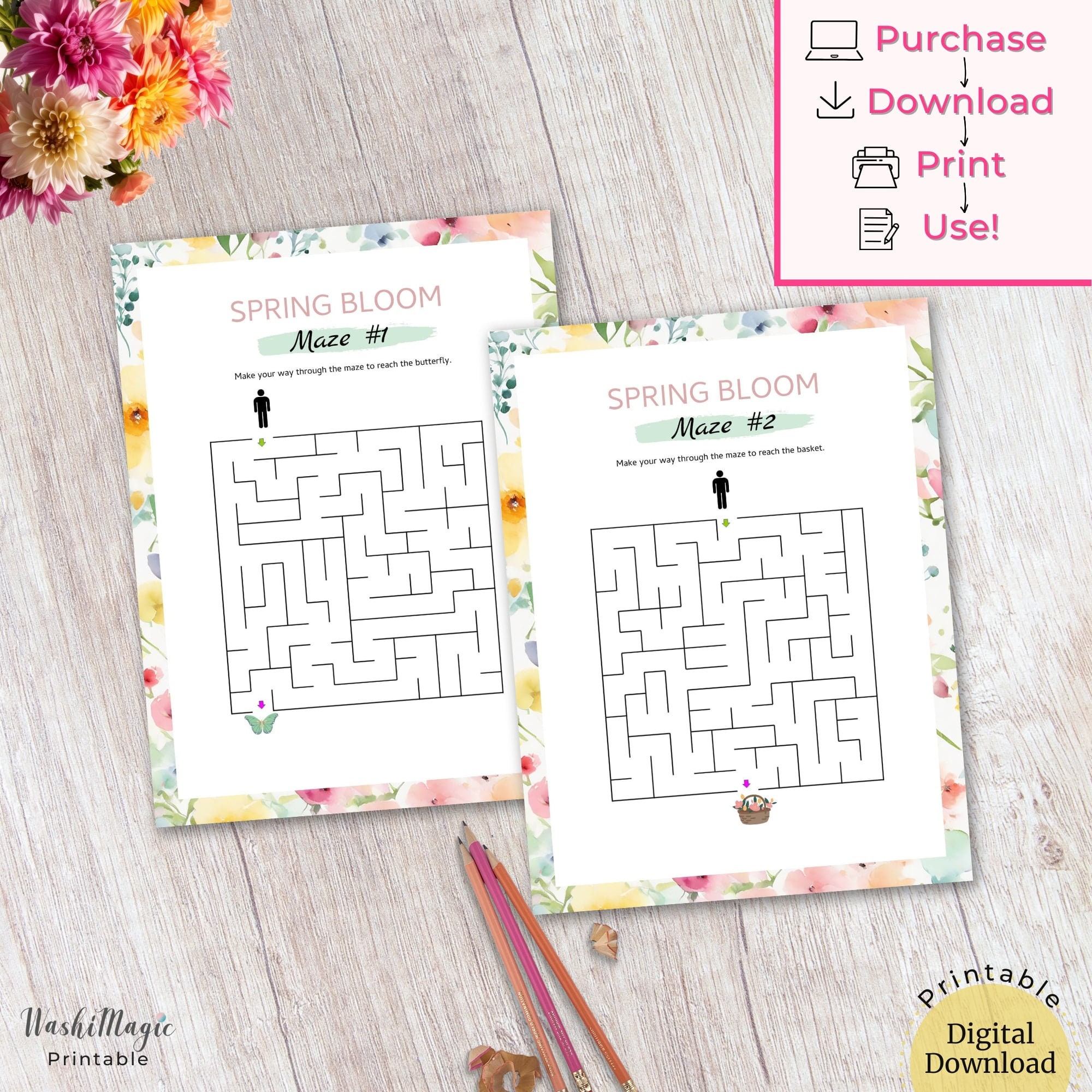 Spring Bloom Printable Maze Game, Fun Kids Activities, Homeschool ...