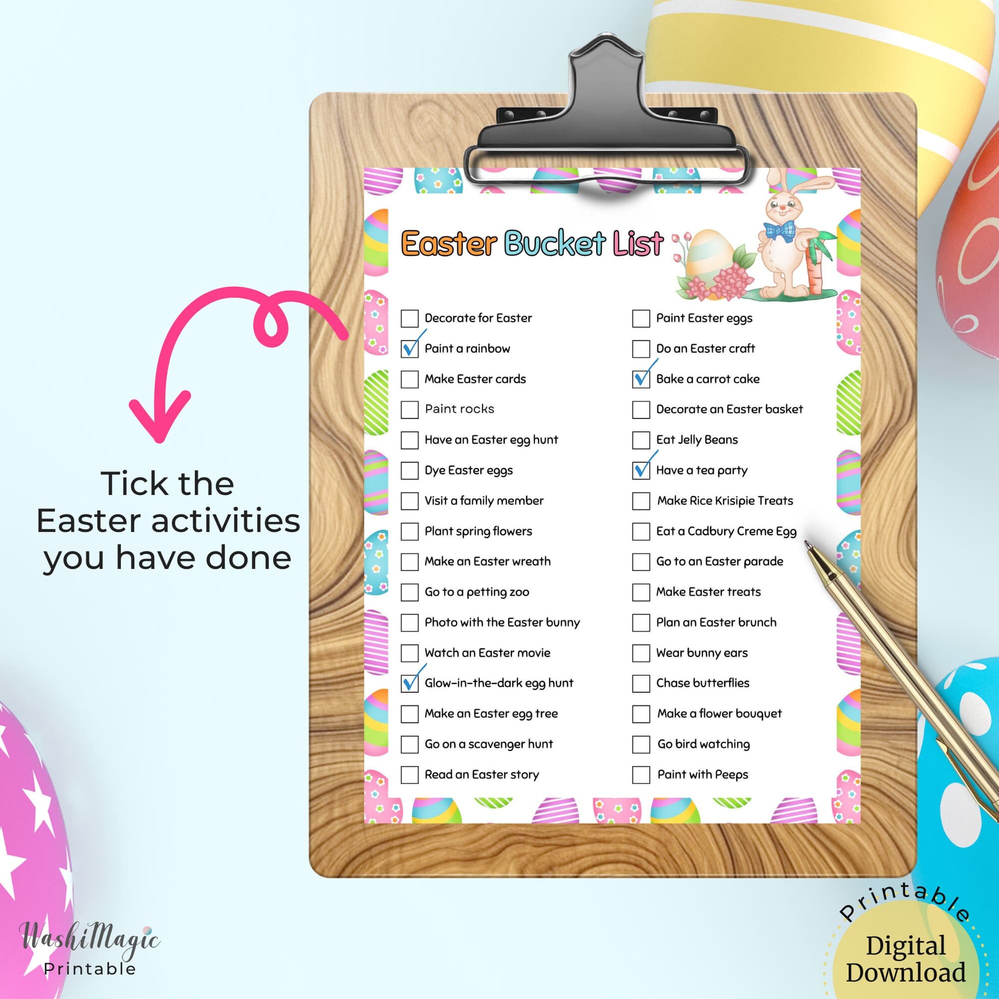 Printable Easter Bucket List Template, Fun Activities for Children ...