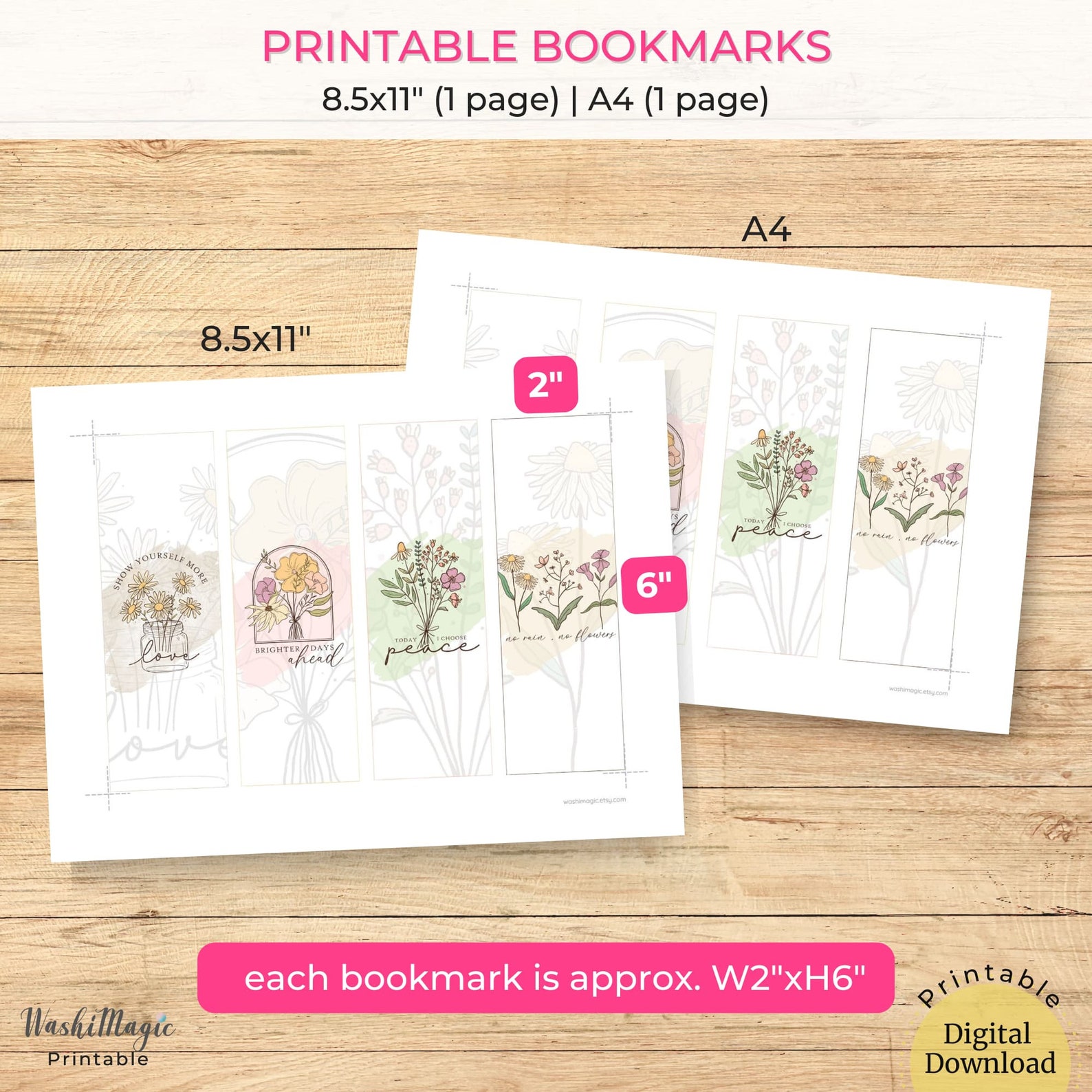 Vintage Flower Bookmarks Printable Set of 4 | Pastel Printables ...