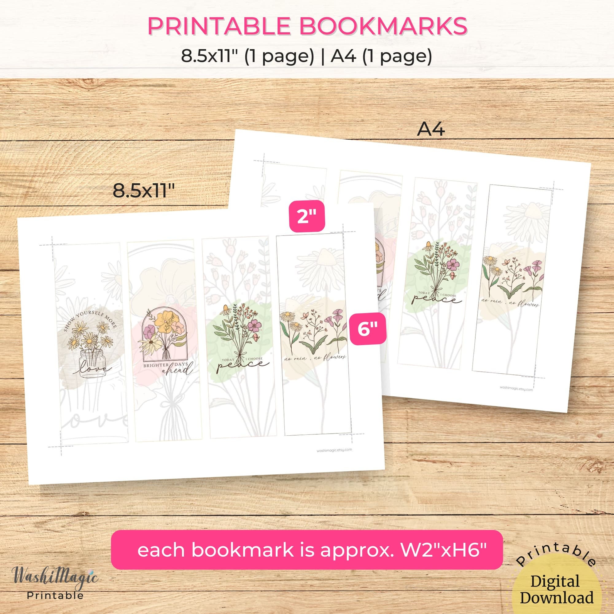 Vintage Flower Bookmarks Printable Set of 4 | Pastel Printables ...